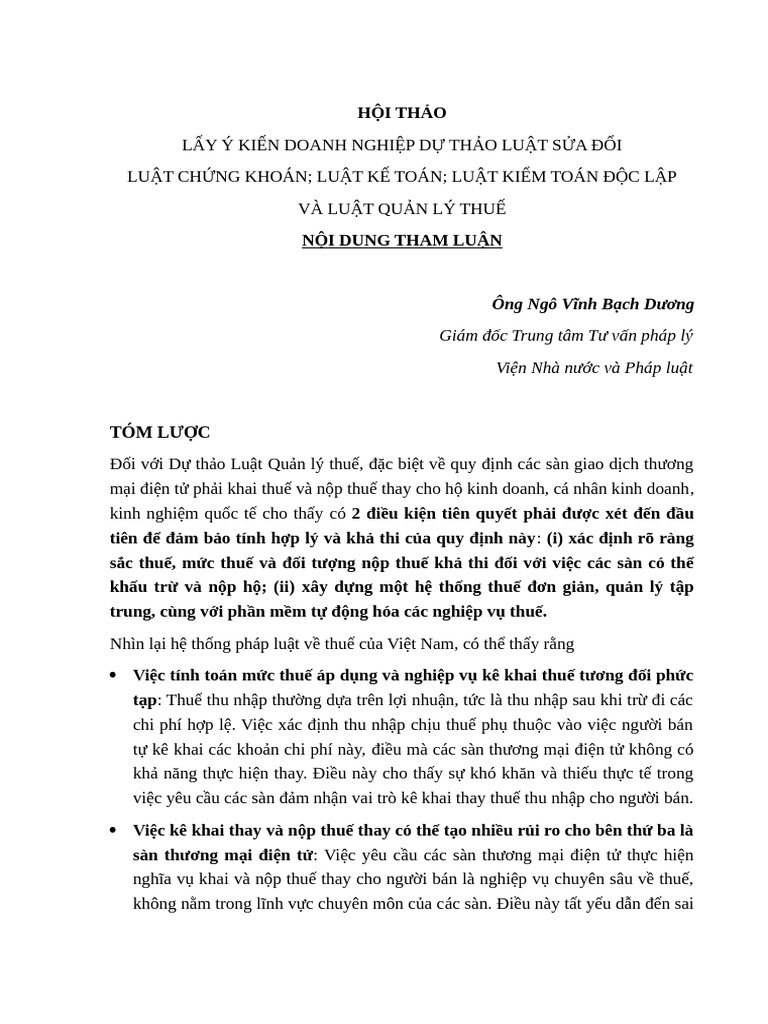 Ngo Vinh Bach Duong - Tham Luan Tai HT Luat SD 07 Luat Thuoc BTC | PDF