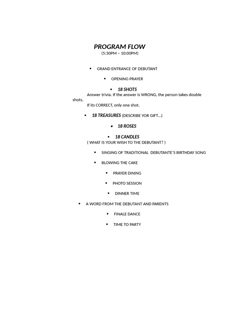 18th Birthday Program Flow | PDF