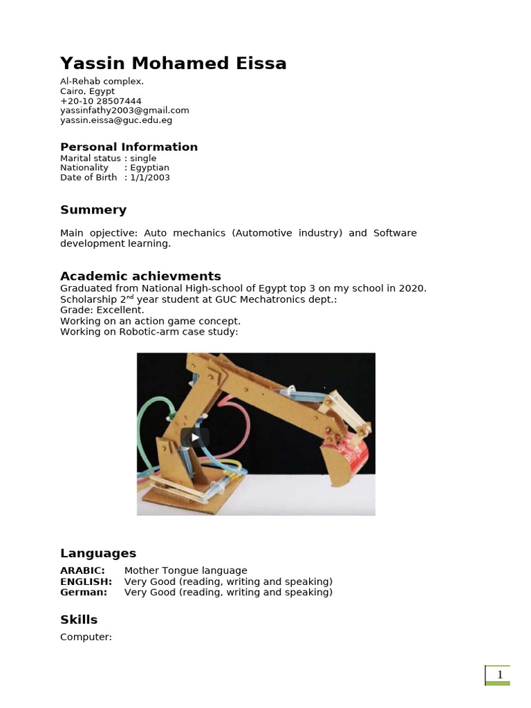 Yassin Fathy CV 2022 | PDF