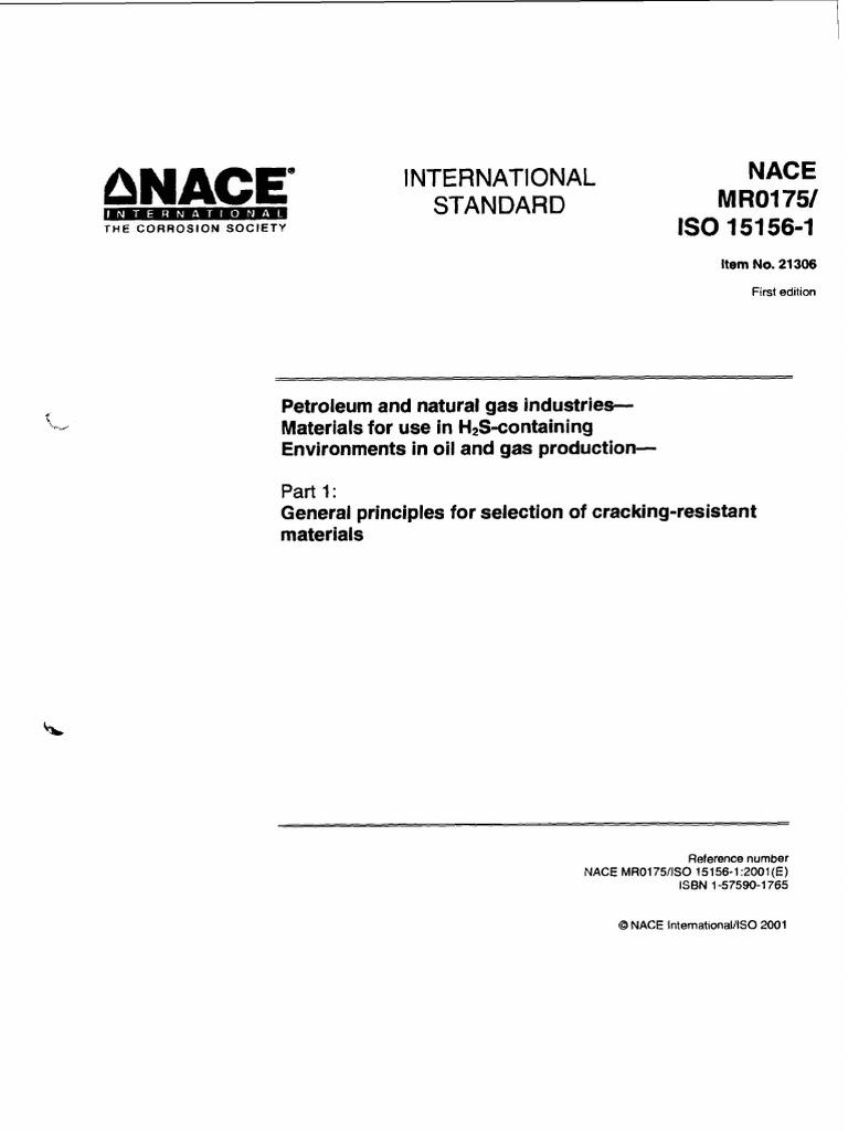 NACE MR 0175 Iso 15156-1 | PDF | Corrosion | Steel