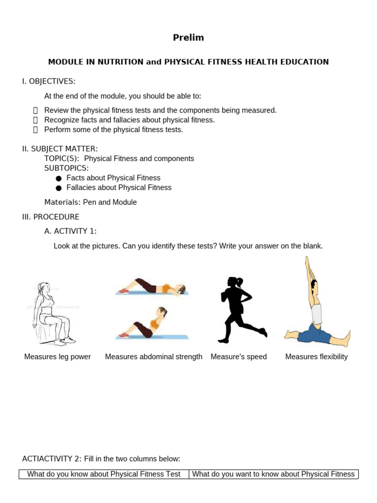 PHYSICAL FITNESS MODULE 1.LADEA | PDF | Physical Fitness | Strength ...