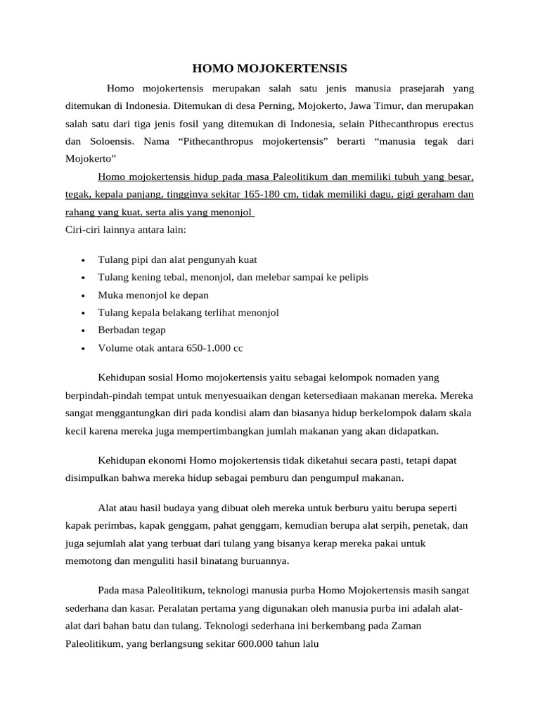 Homo Mojokertensis | PDF