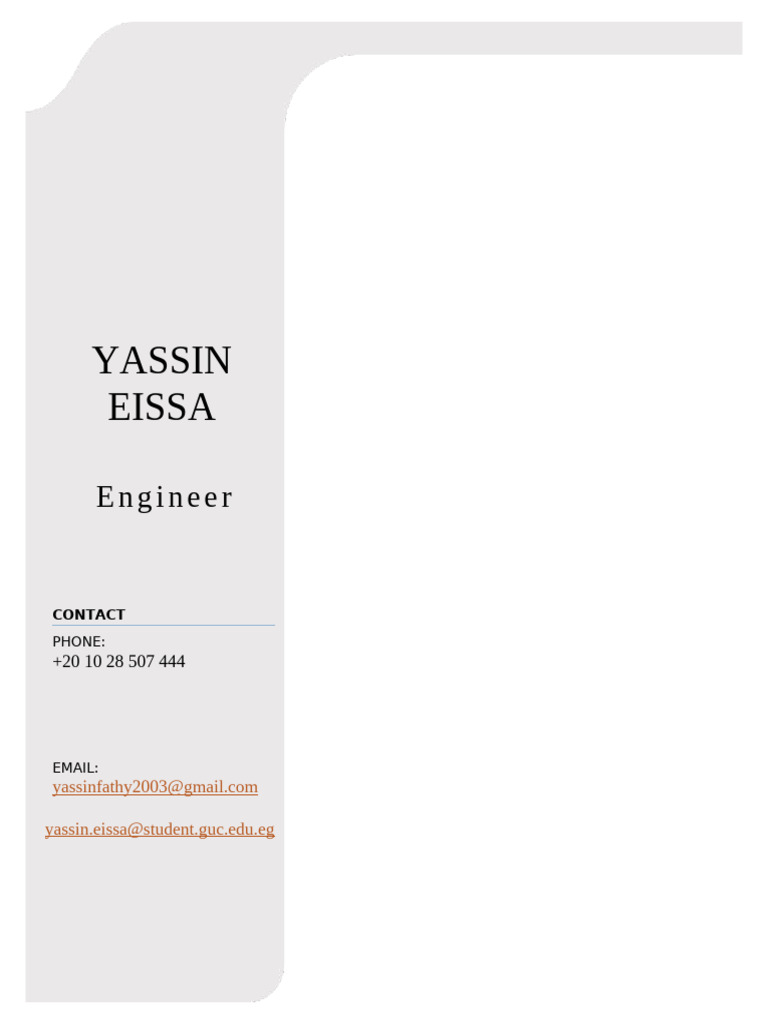 Yassin Eissa Cv 4 | PDF | Engineering