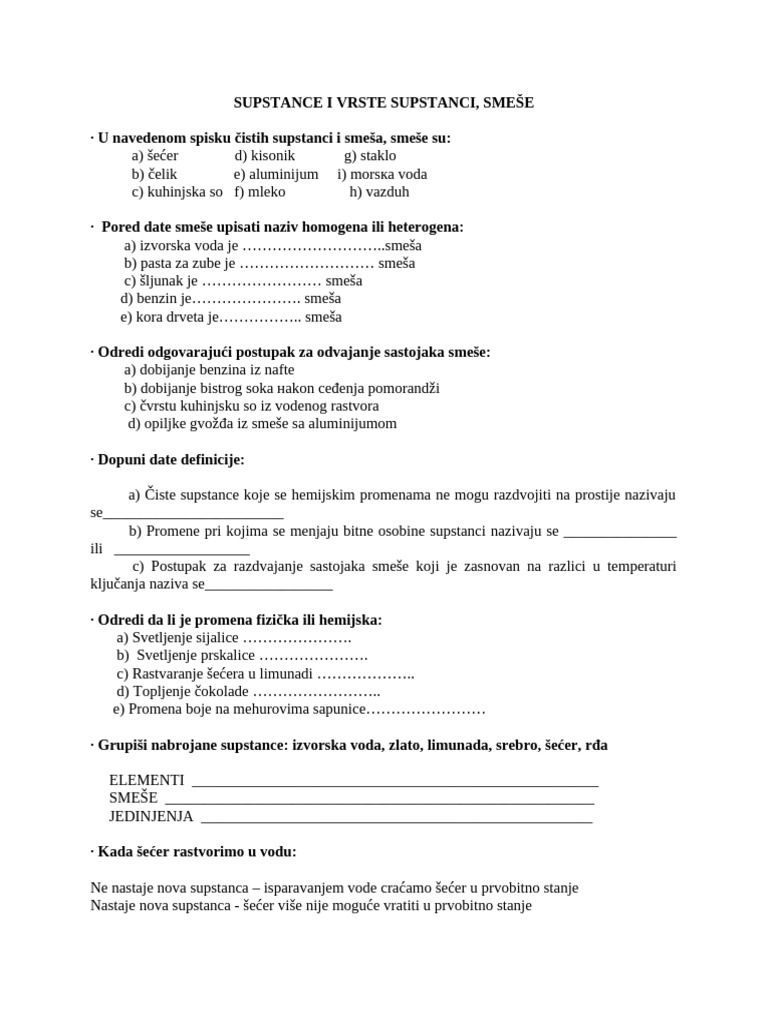 Razred Pitanja I Zadaci | PDF