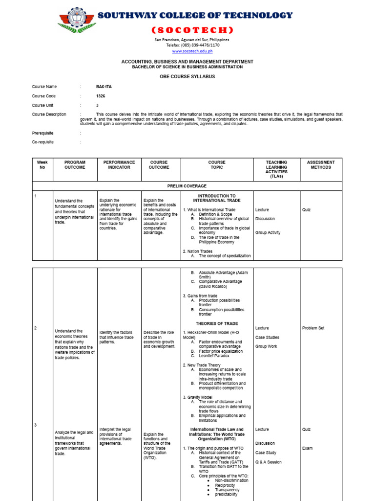 Southway College of Technology: (Socotech) | PDF | World Trade ...