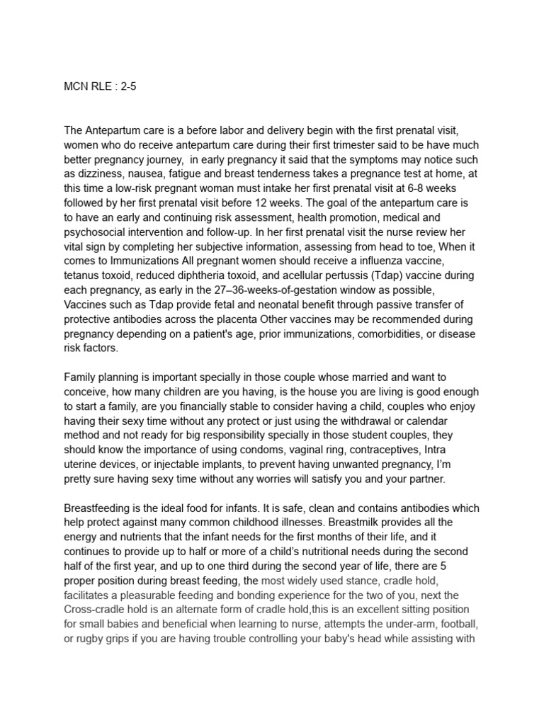 Pascual Criza Jyn L MCN RLE | PDF | Pregnancy | Breastfeeding