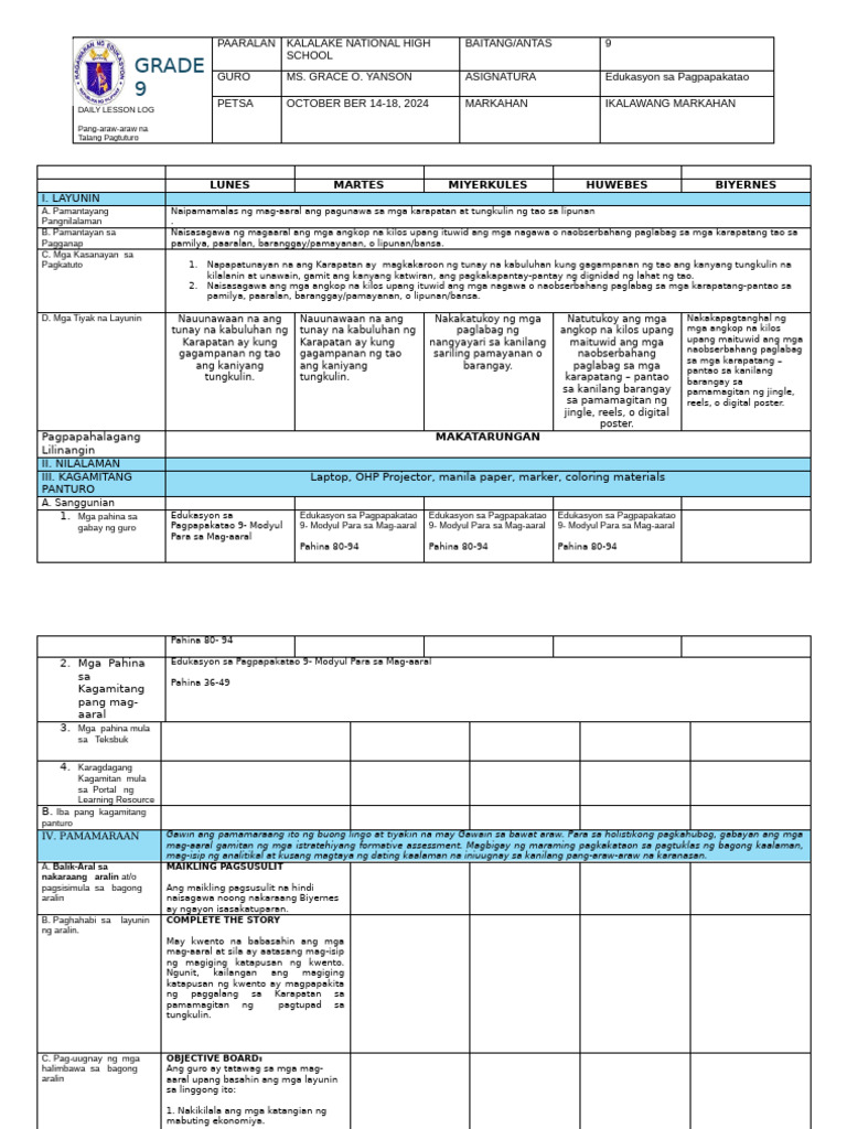 Q2 G9 Karapatan Tungkulin Week2 | PDF