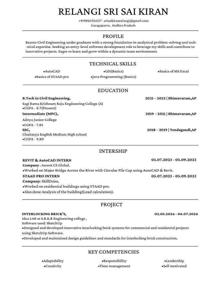 Sri Sai Kiran RESUME 20240731 050711 0000 | PDF | Computing | Engineering