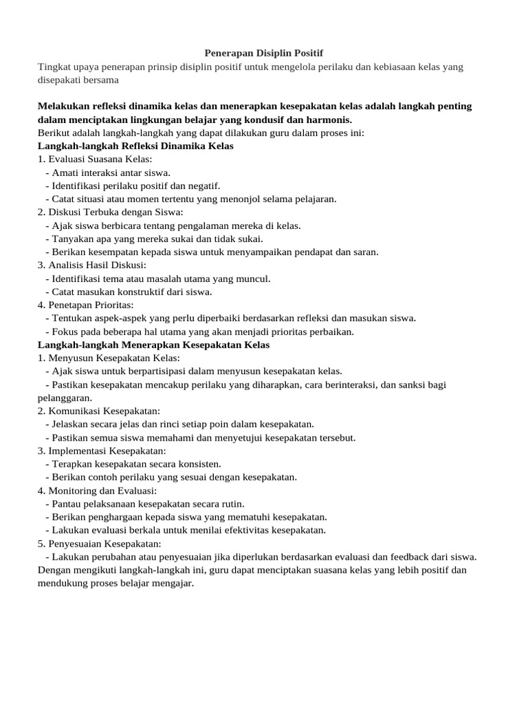 Penerapan Disiplin Positif | PDF