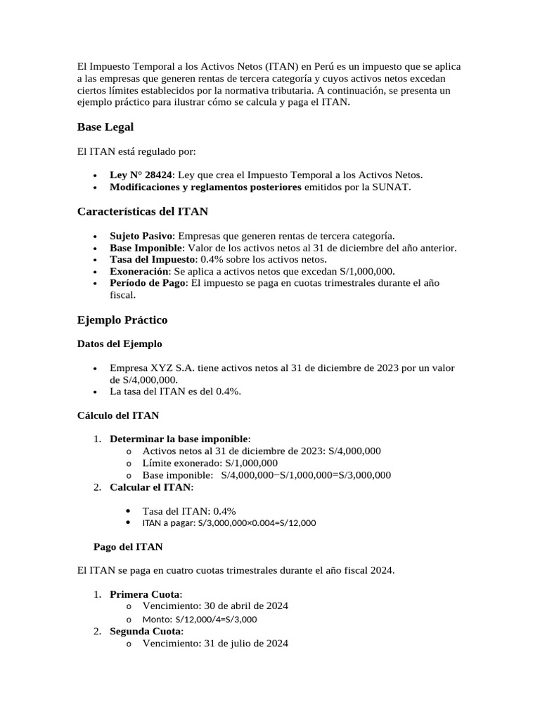 El Impuesto Temporal A Los Activos Netos IMPRIMIR | PDF | Impuestos | Impuesto sobre la renta