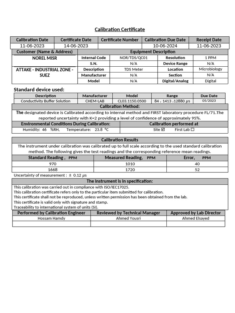 TDS | PDF | Calibration | Science