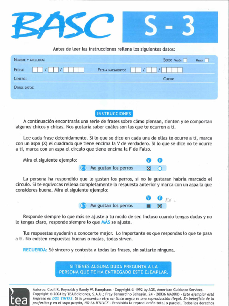 BASC Autoinforme | PDF