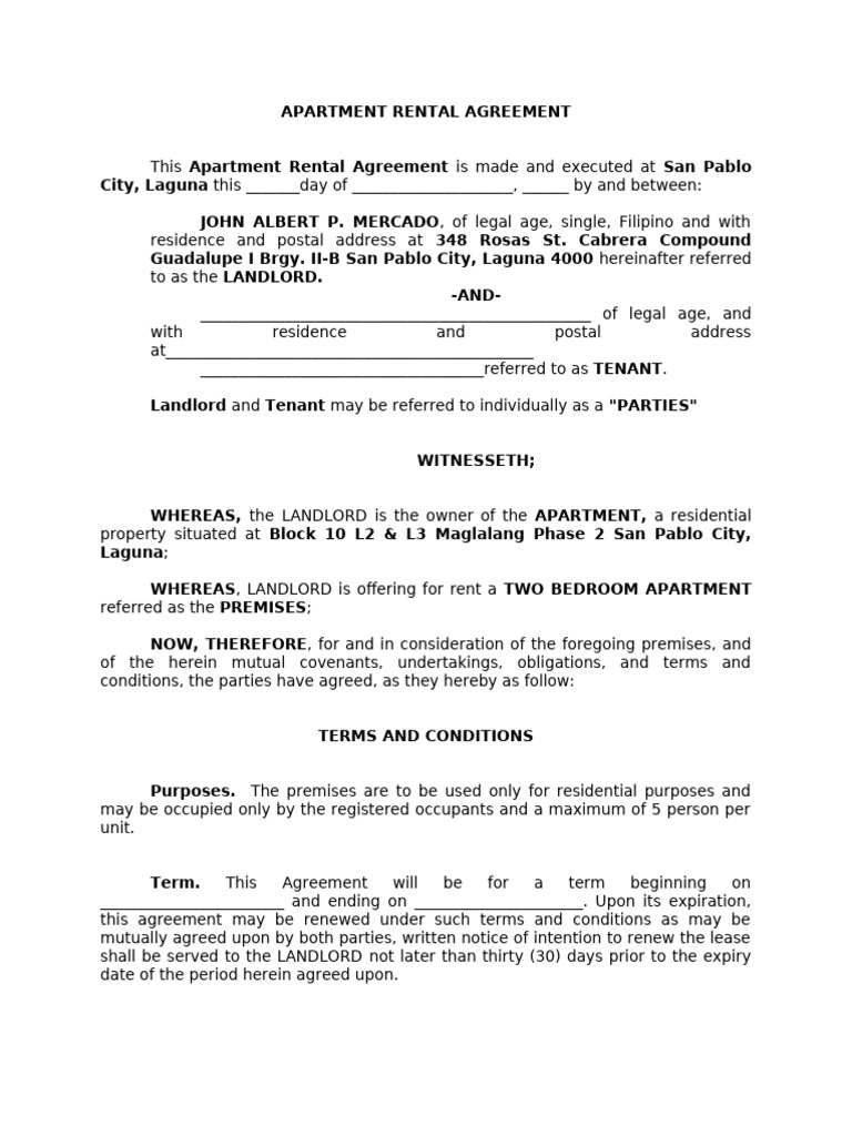Residential Rental Agreement | PDF | Leasehold Estate | Renting
