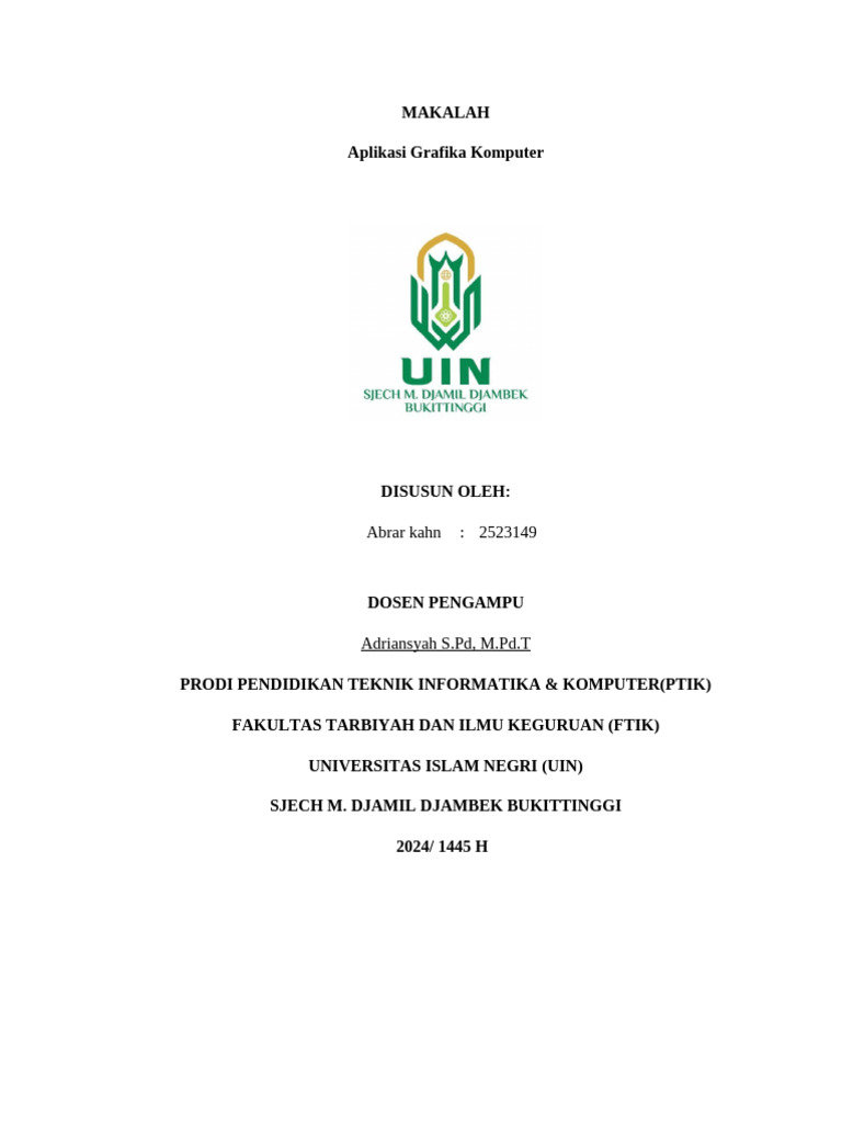 Tugras Grafika Komputer Abrar Kahn | PDF | Seni | Teknologi & Rekayasa