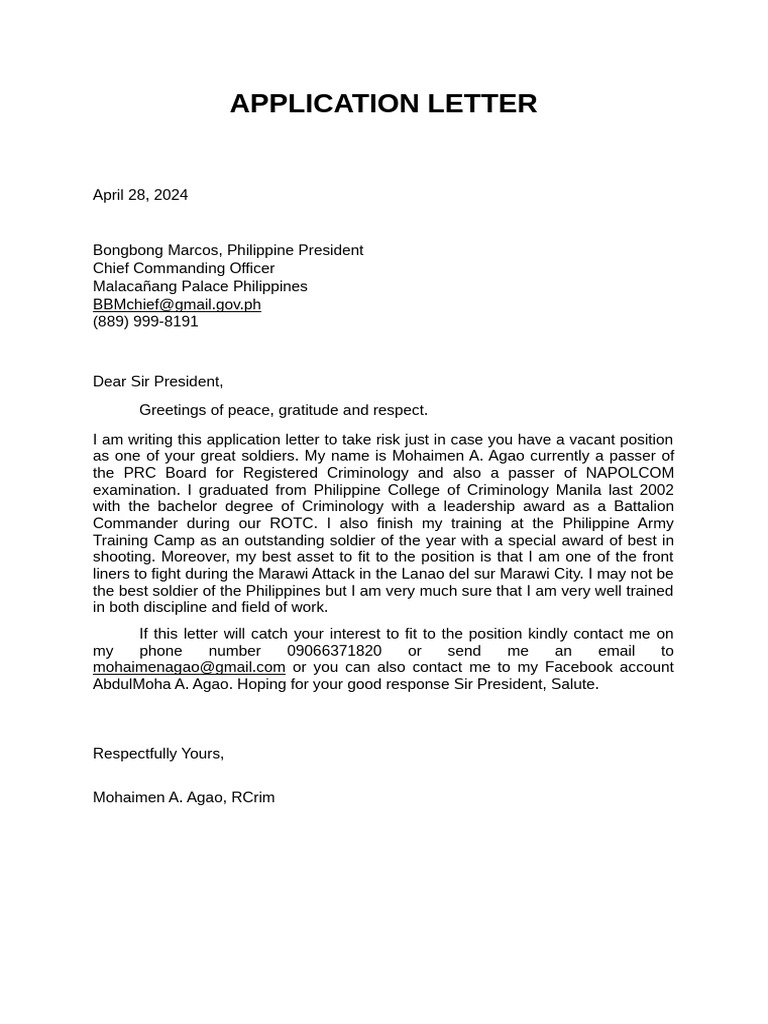 Application Letter Moh | PDF