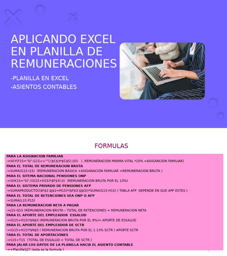 Aplicando Excel en La Planilla Formulas Imprimir | PDF