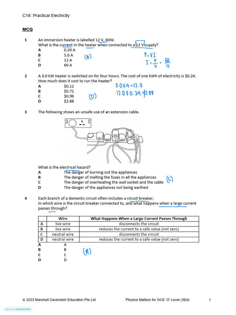 PM (5ed) QB C18 Questions | PDF | Ac Power Plugs And Sockets | Fuse (Electrical)
