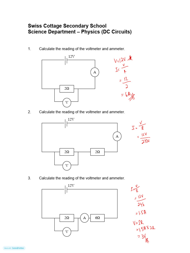 DC circuits worksheet | PDF | Voltage | Electrical Phenomena