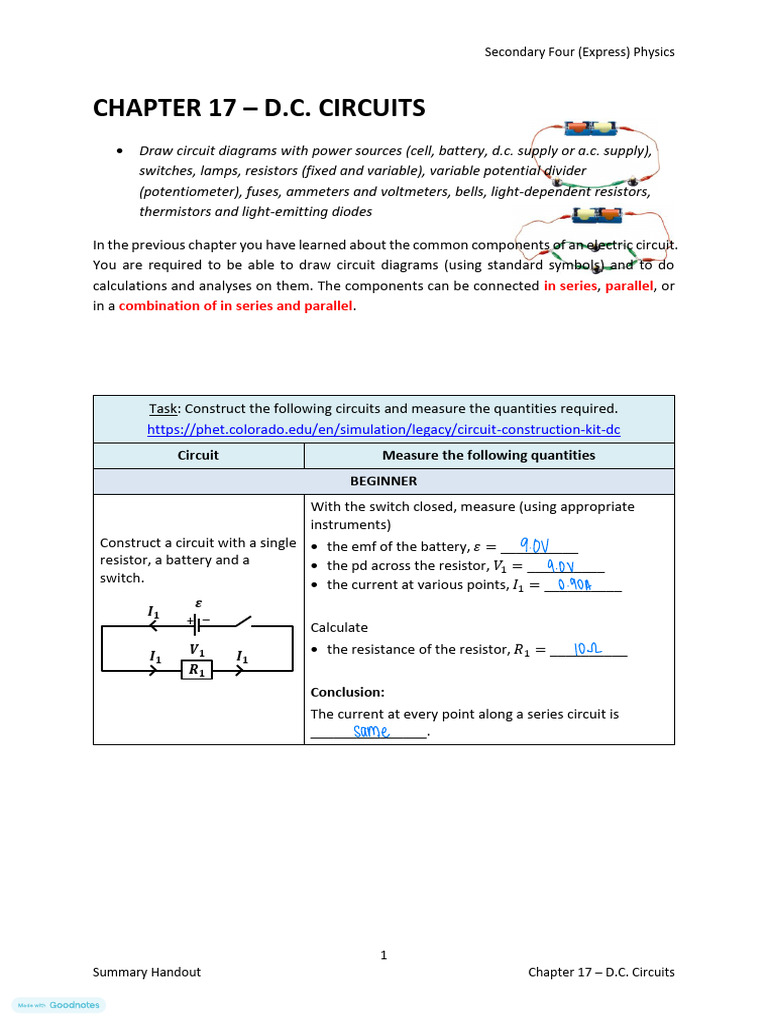 D.C. Circuits - Handout P (Student Version) PBI | PDF | Series And ...
