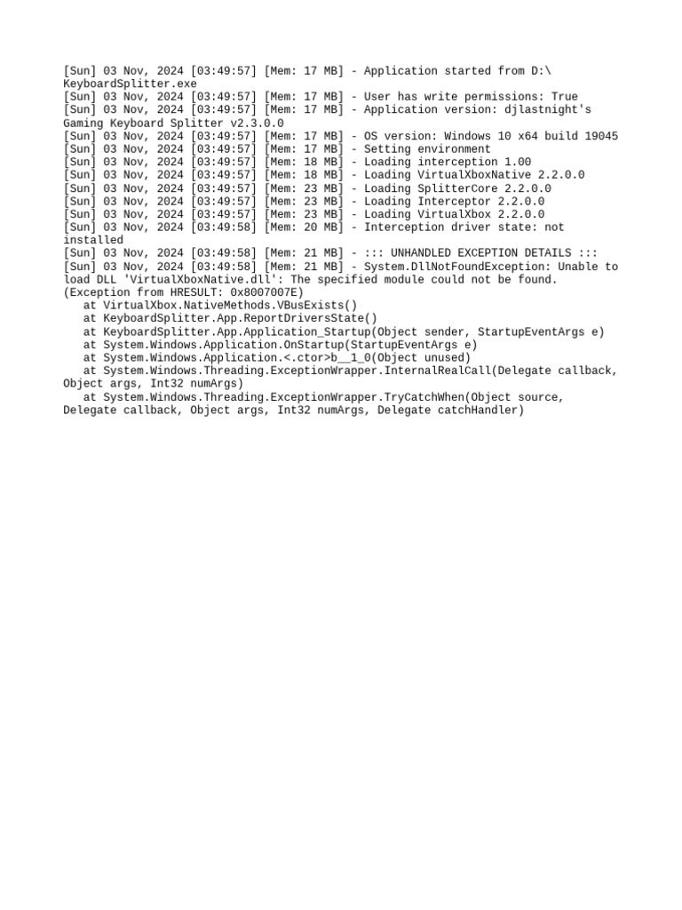 Keyboard Splitter Error Log Analysis | PDF | Games & Activities | Technology & Engineering