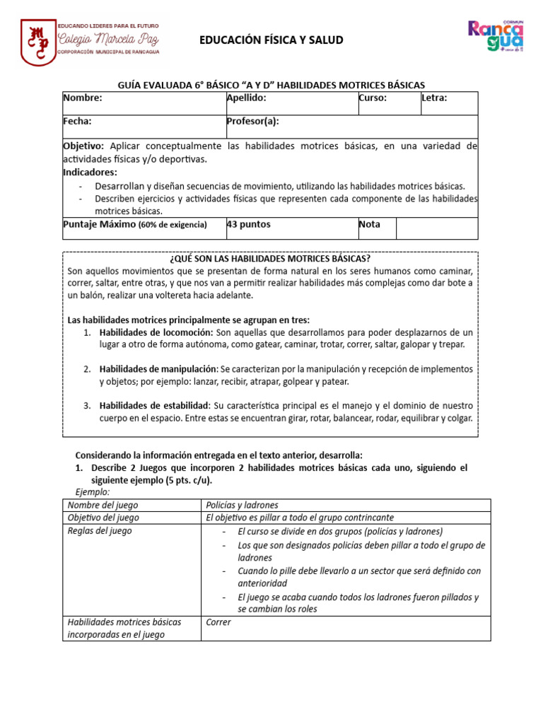 Guía Evaluada 6to a-d | PDF