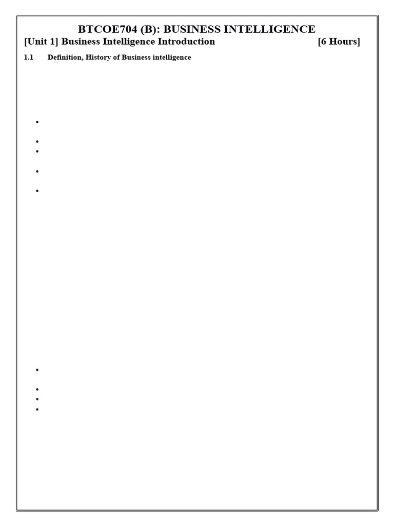 Unit 1 Business Intelligence Introduction | PDF | Business Intelligence | Analytics