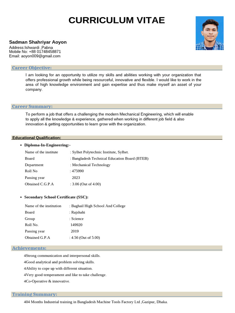 My Cv Final | PDF | Cognition