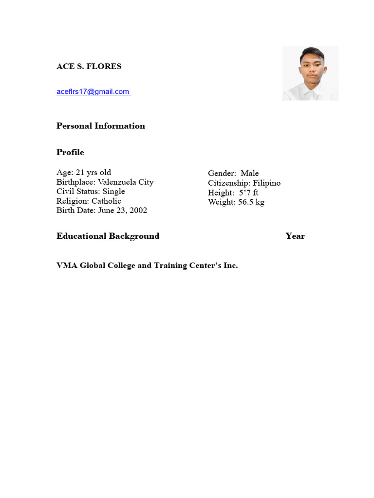 Curriculum Vitae Sample Cadet | PDF