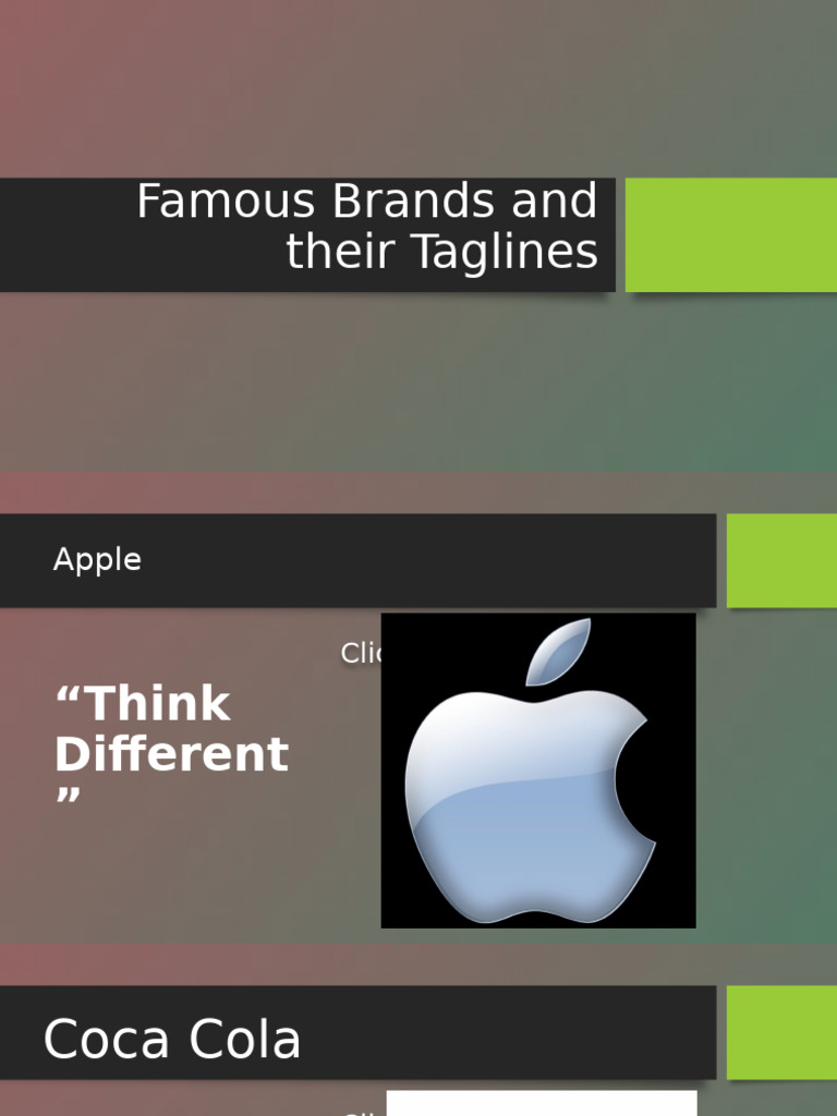 Famous Brand Taglines Collection | PDF | Games & Activities | Social ...