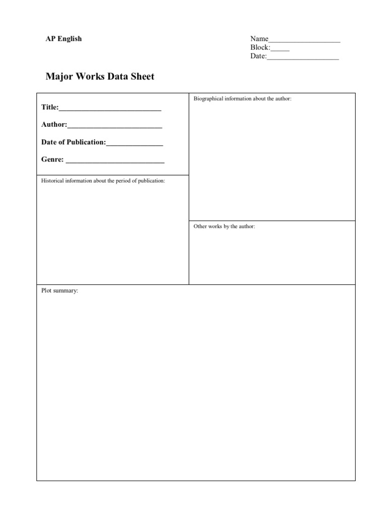 Major Works Data Sheet Template | PDF