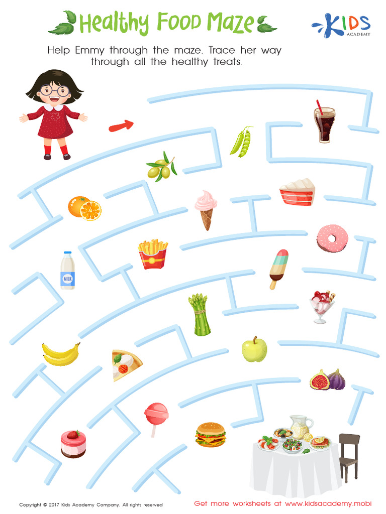 Grade 2 Healthy Food Maze Printablees | PDF