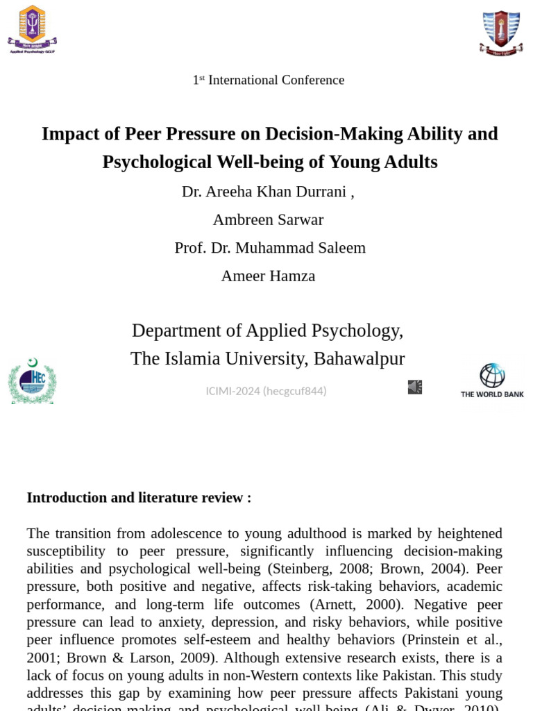 Presentation - Presenter Ameer Hamza | PDF | Psychology | Decision Making