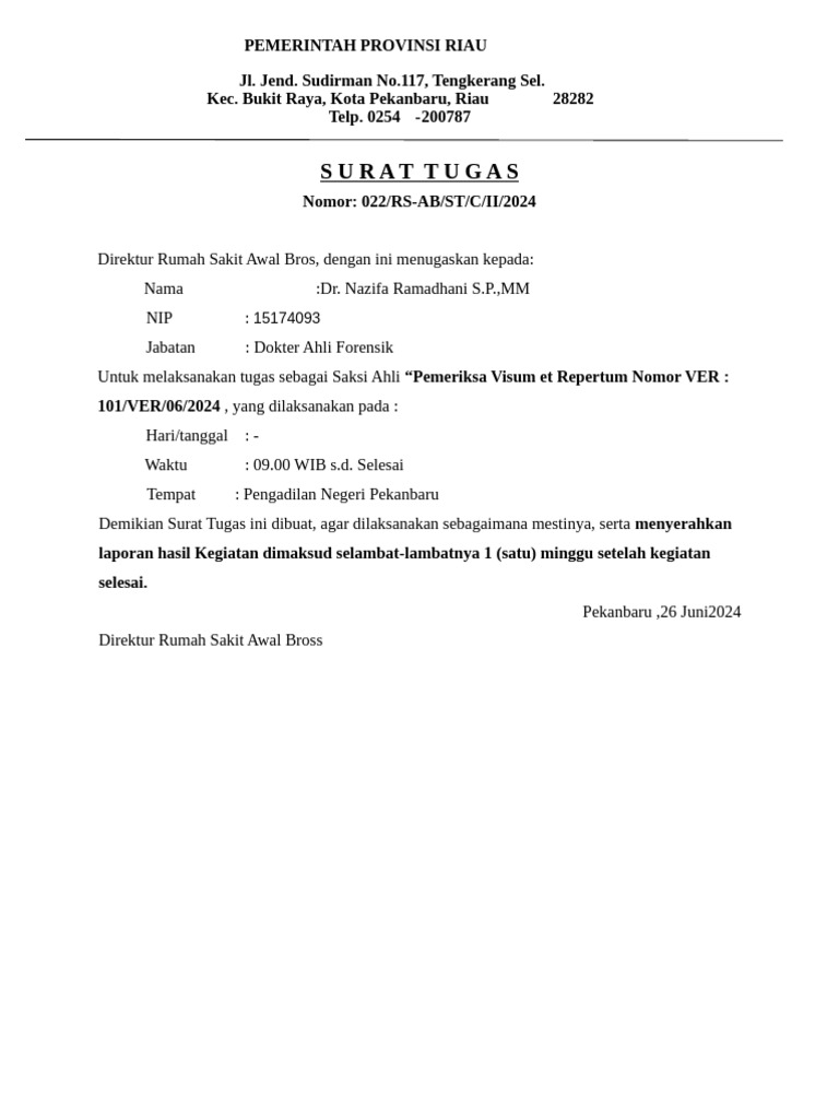 Surat Tugas Dokter Forensik | PDF