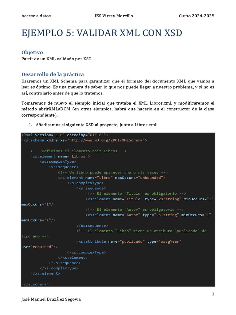 PRACTICA1 5-ValidarXML | PDF | Xml | Formatos de serialización de datos