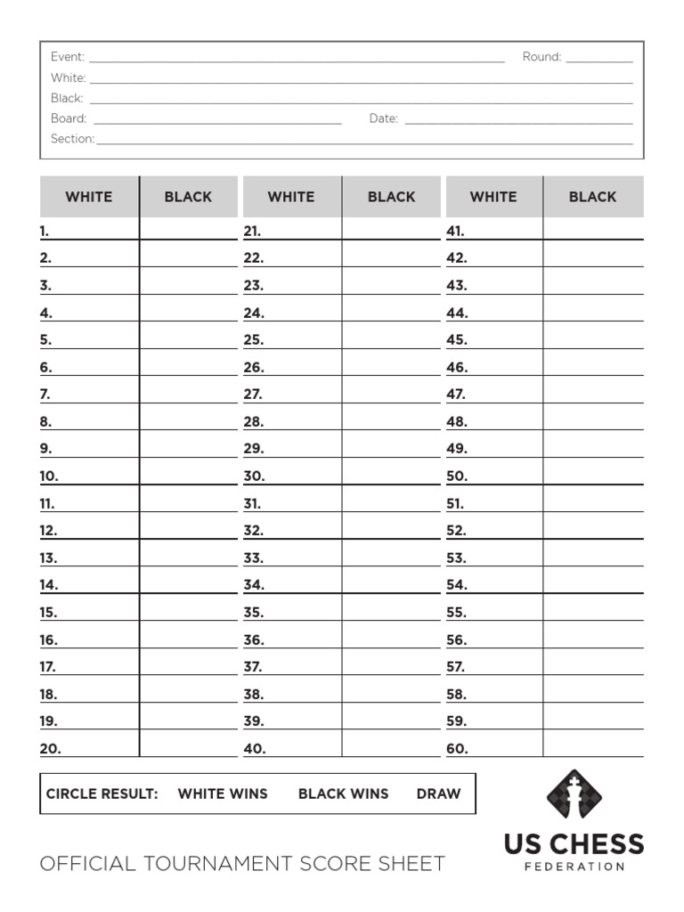 Score Sheet Chess | PDF