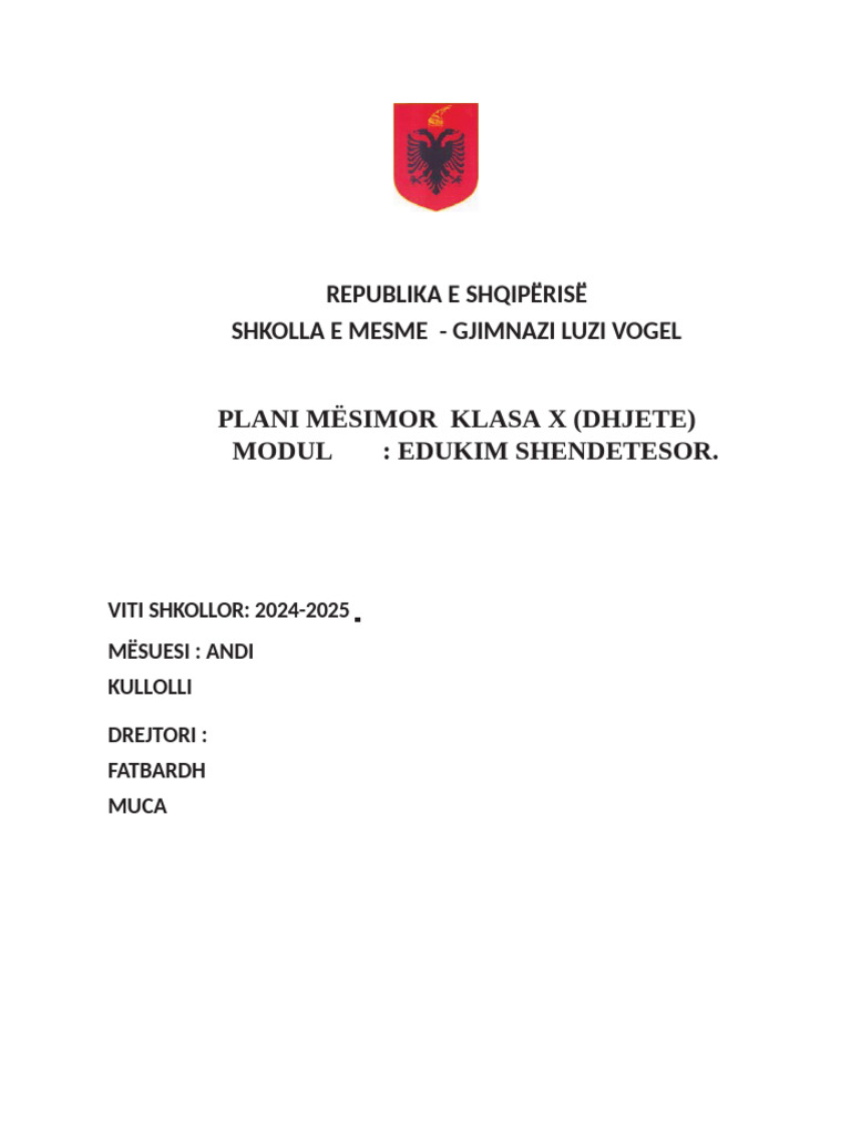 Plaani Edukim Shendetesore | PDF