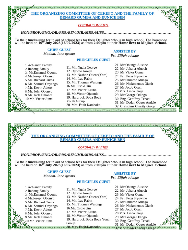 Harambee Card | PDF | Social Science