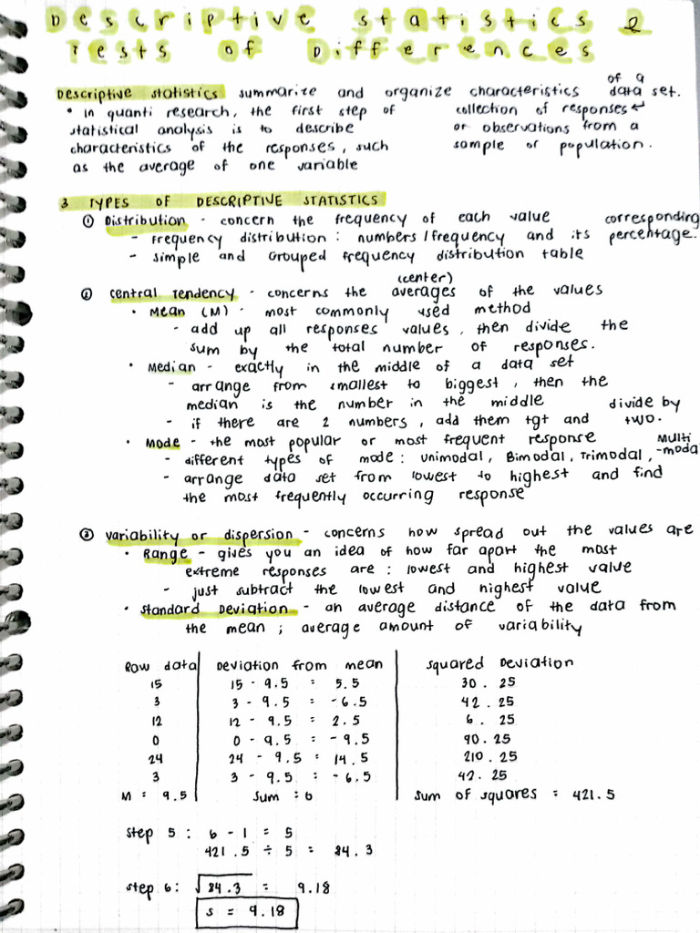 Descriptive Statistics and Tests of Difference | PDF