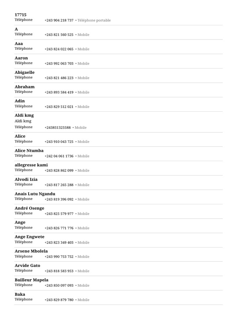 Liste de contacts mobiles | PDF