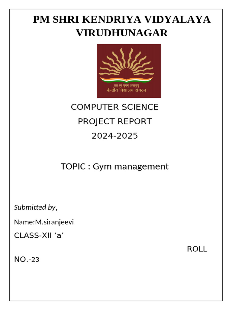 GYM MANAGEMENT CS Project | PDF | Python (Programming Language) | My Sql