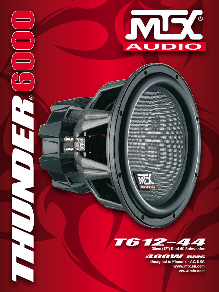Subwoofer MTX Thunder 6000 12" Especificaciones | PDF | Tecnología de ...