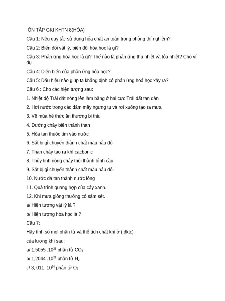 Ôn Tập Gki Khtn 8 (Bing - chilling) | PDF