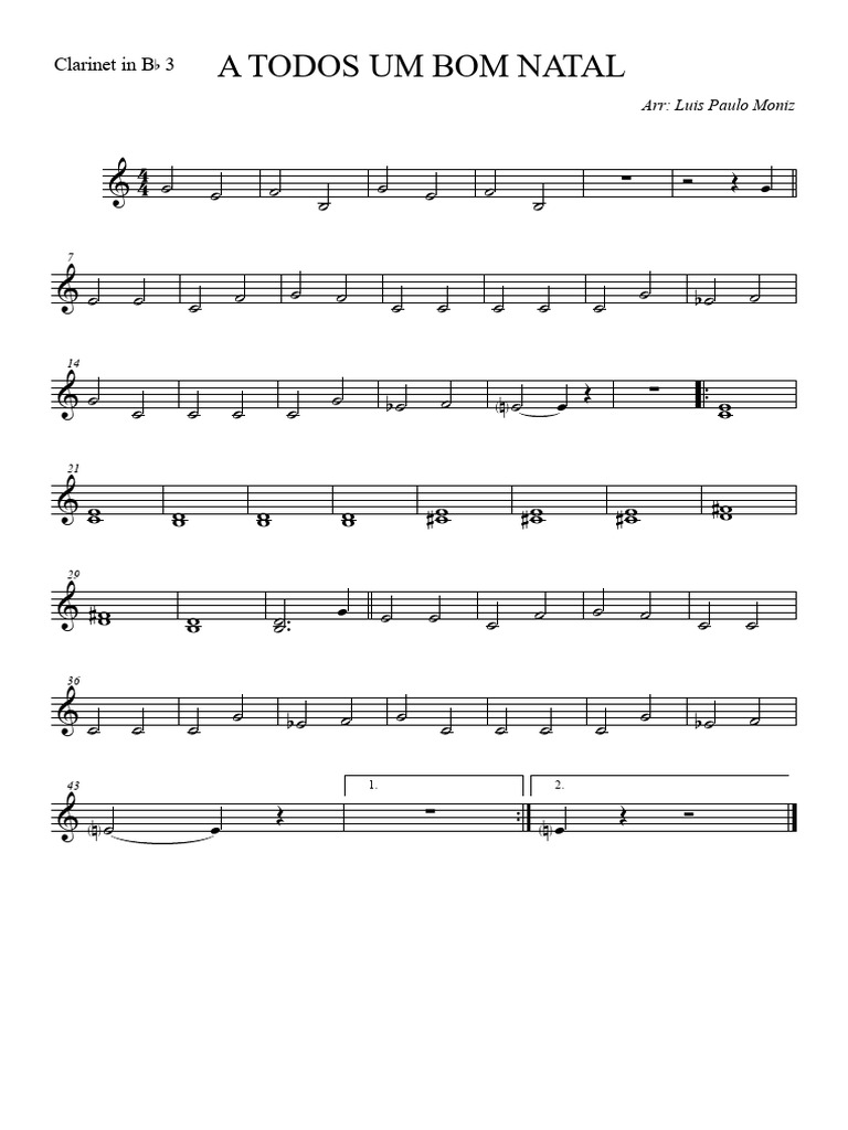 A Todos Um Bom Natal - Clarinet in BB 3 | PDF A Todos Um Bom Natal - Clarinet in BB 3 | PDF