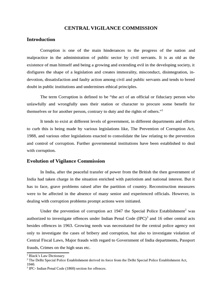 Central Vigilance Commission | PDF | Government | Justice