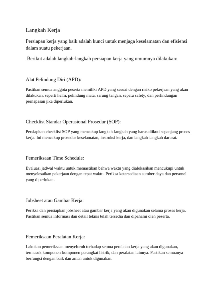 Langkah Kerja | PDF