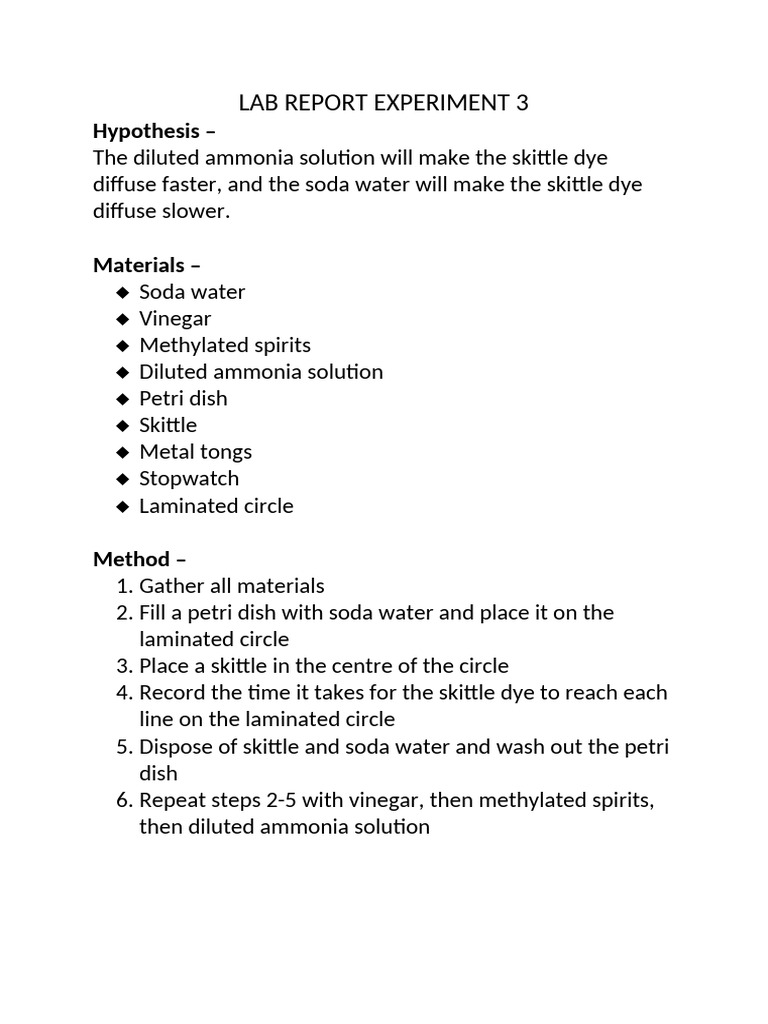 LAB REPORT EXPERIMENT 3 | PDF | Water | Ammonia