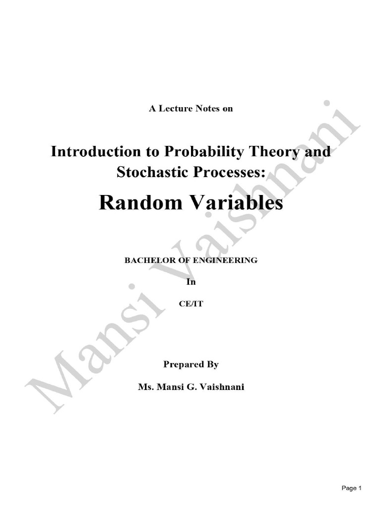 Unit - 2 - Random Variables | PDF