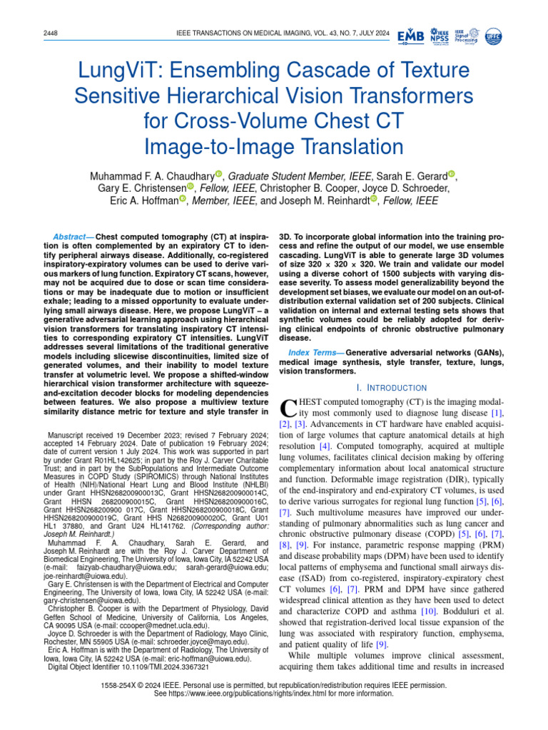 LungViT Ensembling Cascade of Texture Sensitive Hierarchical Vision ...