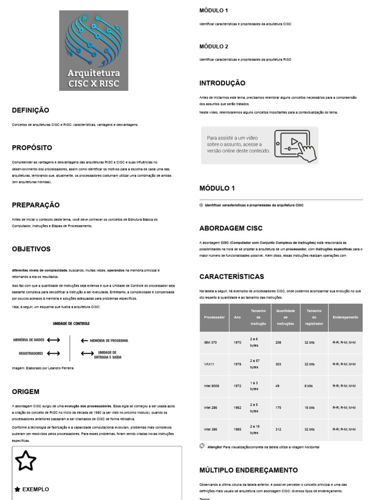 Aula 6 - Arquitetura CISC X RISC | PDF | Microprocessador | Arquitetura ...