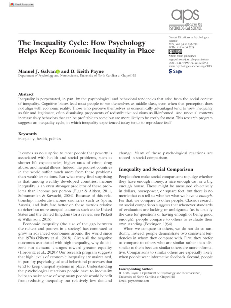 How Psychology Sustains Economic Inequality | PDF | Poverty & Homelessness | Discrimination ...